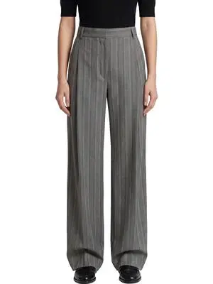 Stella McCartney Striped Wool Palazzo Trousers - Grey