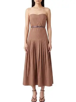 SEMICOUTURE Belted Midi Dress - Beige