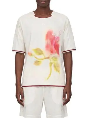 ADIDAS ORIGINALS X Wales Bonner Floral T-shirt With Asymmetrical Neckline - White