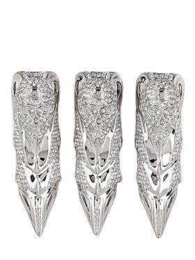 Philipp Plein Crocodile Effect Calfskin Clutch With Rhinestones - White