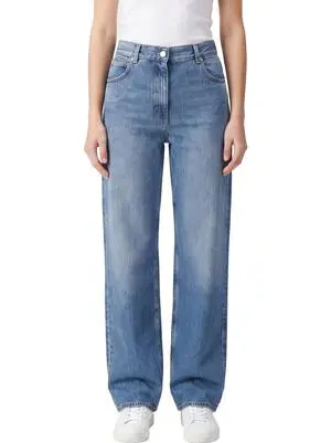 Calvin Klein High-waisted Straight Jeans In Cotton Denim - Gnawed Blue