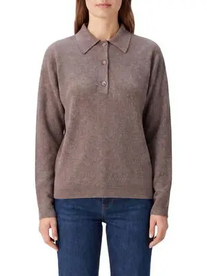 Calvin Klein Long-sleeved Silk Knit Polo Shirt - Brown