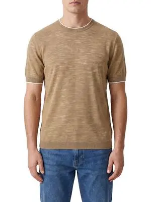 BROOKSFIELD Brooksfield Linen Blend Crewneck T-Shirt Beige