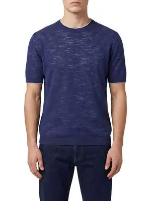 BROOKSFIELD Linen Blend Crewneck T-shirt - Indigo