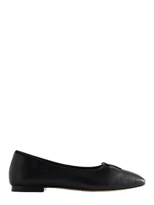 Quince Italian Leather Square Toe Ballet Flat - Black