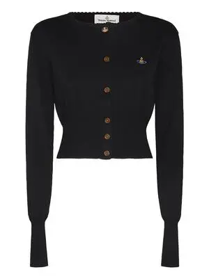 VIVIENNE WESTWOOD Cropped Cardigan With Orb Logo - Black
