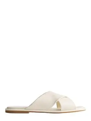 Quince Italian Leather Crossover Slide - Bone