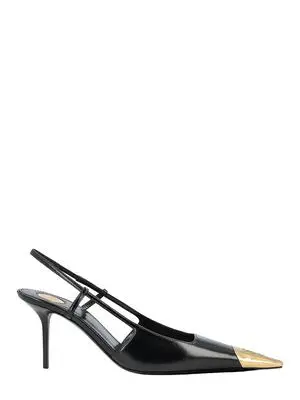 Saint Laurent Jeanne 75 Slingback Pumps In Smooth Leather - Black