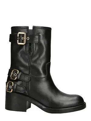 CHLOÉ Chloé Dakota Leather Ankle Boots With Buckle Detailing