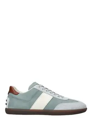 TOD'S Suede Lace-up Low-top Sneakers With Paneled Design - Teal