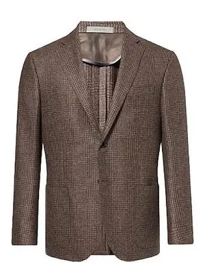 Corneliani Pow Mouline Notch-lapel Wool Blazer - Brown Multi