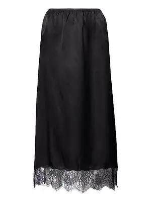 ANINE BING Lace-trimmed Silk-blend Midi Skirt - Black