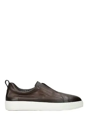 Santoni Victory Unlined Leather Trainers - Mid Brown