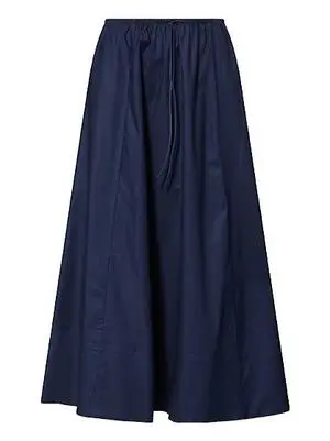 REFORMATION Cleo A-line Cotton Midi Skirt - Midnight