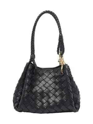 Bottega Veneta Parachute Small Woven Leather Bag - Black