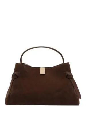 Yuzefi Suede Gyoza Handbag With Knot Detail - Brown
