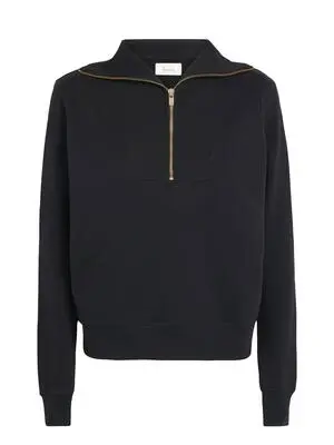Harrods Cotton Zip-up Funnel Neck Sweater - Black