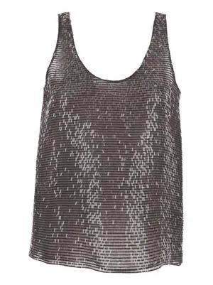 Brunello Cucinelli Sequin Embellished Silk Top - Multicolor