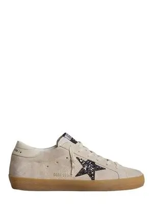 GOLDEN GOOSE Suede Super-star Sneakers With Glitter Star - Gray