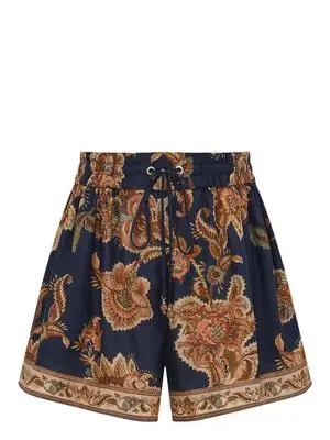 Zimmermann Aster Relaxed Silk Shorts - Multicolor