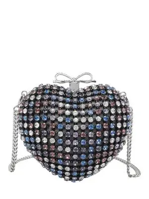 SELF-PORTRAIT Crystal Embellished Heart Clutch With Chain Strap - Multicolor