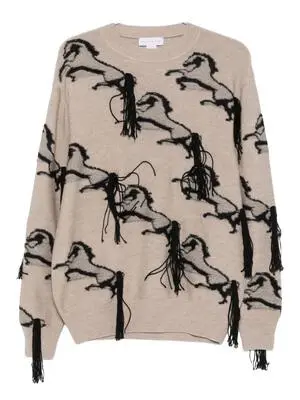 Stella McCartney Embroidered Horse Wool Jumper - Grey