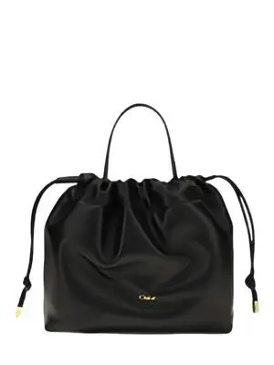 Chloé Icons Leather Drawstring Bag - Black