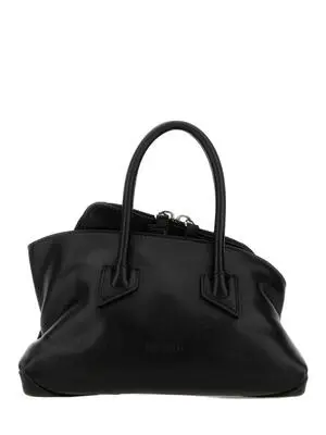 Attico La Passeggiata Mini Leather Shoulder Bag - Black