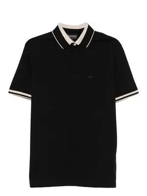Emporio Armani Logo Cotton Polo Shirt - Black
