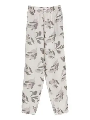 Emporio Armani Printed Linen Trousers - Grey