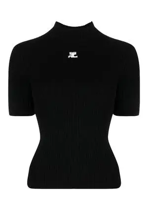 COURREGES Logo Turtle Neck Sweater - Black