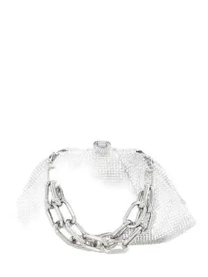 Judith Leiber Judith Leiber Couture Gemma Crystal Clutch With Chain Strap Silver