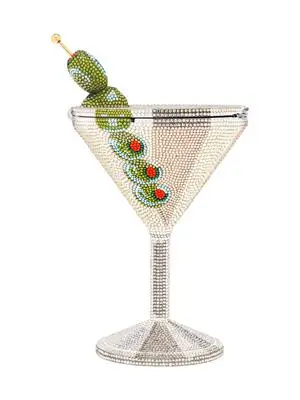 Judith Leiber Martini Crystal Clutch - Silver