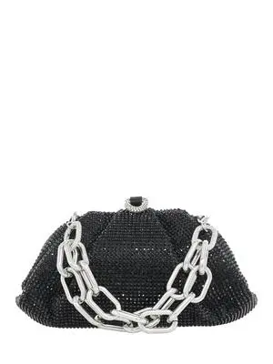 Judith Leiber Crystal Clutch With Chain Strap - Black