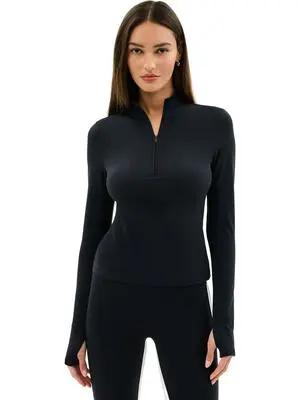 Splits59 Tess Rigor Half Zip Waist Length Top - Black