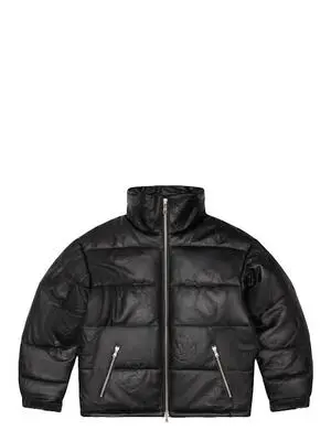 DENIM TEARS Embossed Leather Wreath Puffer Jacket - Black