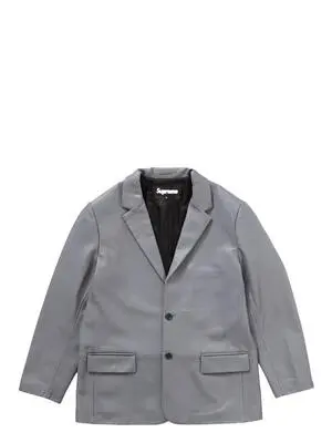 Supreme Leather Blazer Jacket - Grey