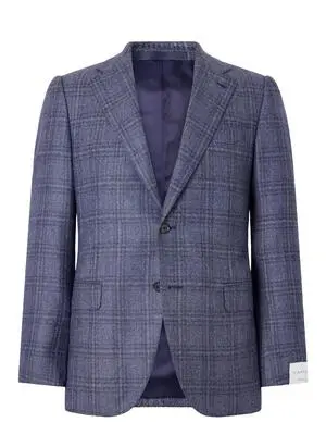 Caruso Norma Checked Wool Blazer - Blue