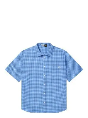 Loewe Paula's Ibiza Logo-embroidered Checked Cotton-poplin Shirt - Blue