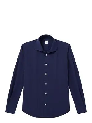 Eleventy Lyocell, Linen And Cotton-blend Shirt - Blue