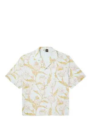 Loewe Paula's Ibiza Anagram-embroidered Camp-collar Printed Cotton Shirt - Blue