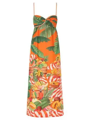 FARM RIO Farm Rio Fruit Trolley Sweetheart Bodice Cotton Midi Dress