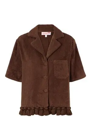 CAP D’ANTIBES Antonia Cotton-terry Shirt With Tassels - Brown