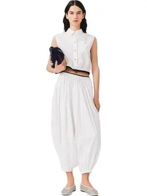 Maje Cropped Sleeveless Shirt With Gold Buttons - White