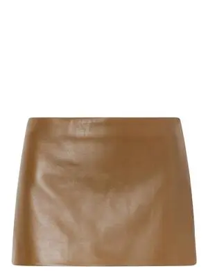 Khaite Jett Leather Mini Skirt - Brown