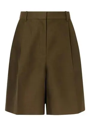 Khaite KHAITE Auggie Pleated Wool And Silk-Blend Shorts Green