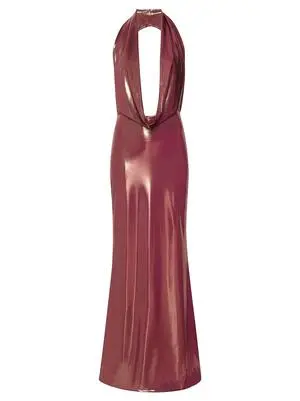 Lapointe Coated Jersey Cowl Neck Gown - Clay