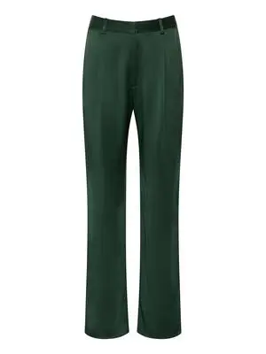 Lapointe Satin Tapered Pleated Trousers - Forest