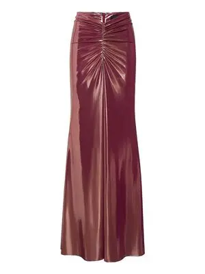 Lapointe Coated Jersey Ruched Maxi Skirt - Clay