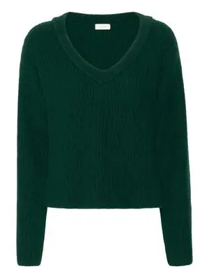 Lapointe Cashmere Silk V-neck Sweater - Forest